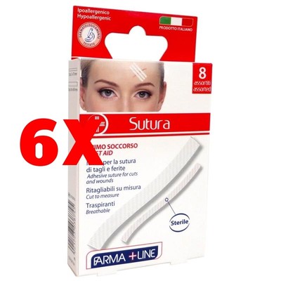 6 X Cerotti Sutura 8 Pz. Farmaline Cerotto di Sutura per Tagli e Ferite ...