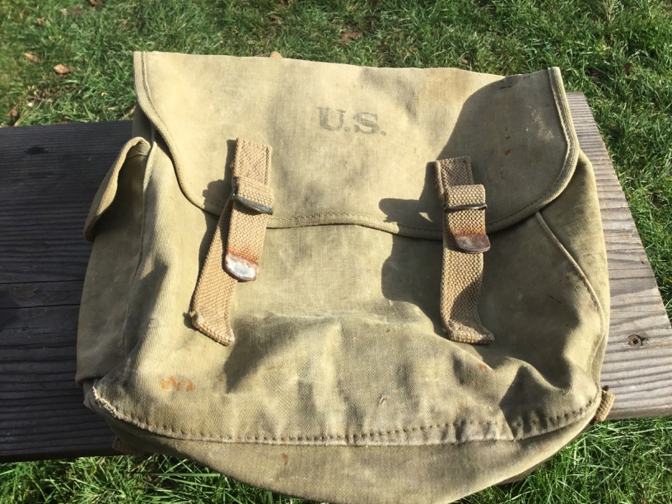 Used Cond WW2 US ARMY M1936 Musette Field Bag 1942 Dated Atlantic ...