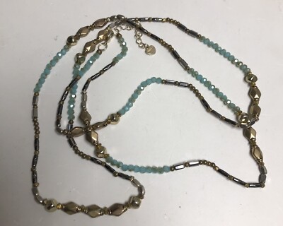 NAKAMOL Turquoise Bead & Gold Geometric Shaped Bead Necklace | eBay