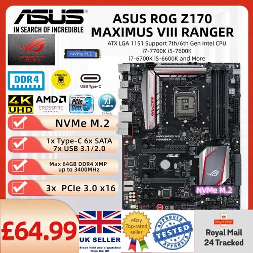 Asus ROG Maximus VIII Ranger Z170 LGA 1151 ATX Motherboard for 6th 7th ...