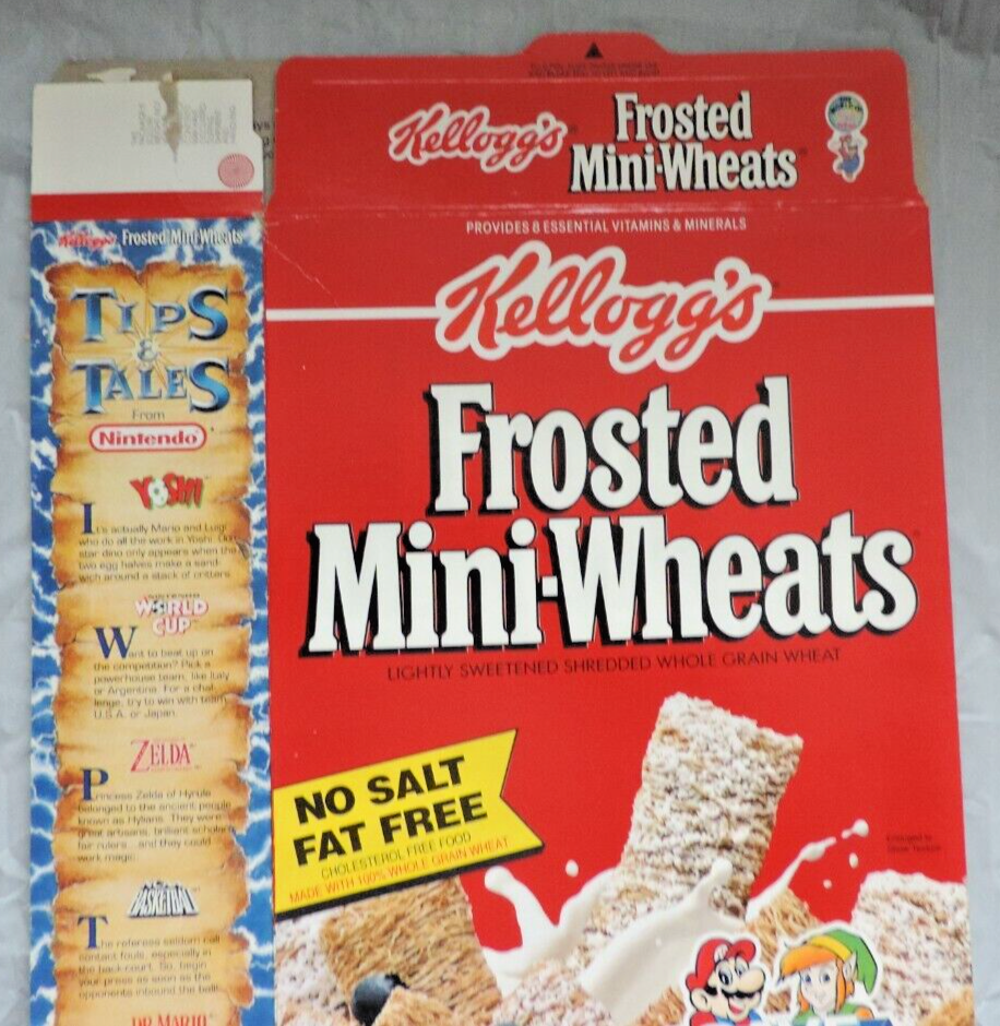 Kellogg's Frosted Mini Wheats Cereal Box 1991 Nintendo Video Game Offer ...