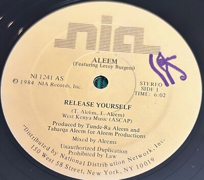 Aleem Featuring Leroy Burgess – Release Yourself, 12" 1984, VG | eBay