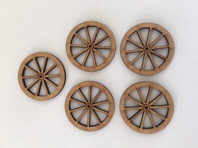 5 X OLD CART WHEELS 50MM LASER CUT WOODEN MDF CRAFT SHAPES WHEEL ...