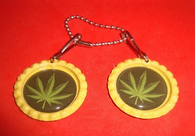 #2 MARIJUANA Leaf Epoxy Bottle Cap Zipper pull Charms, I.D. Tags w/Bead ...