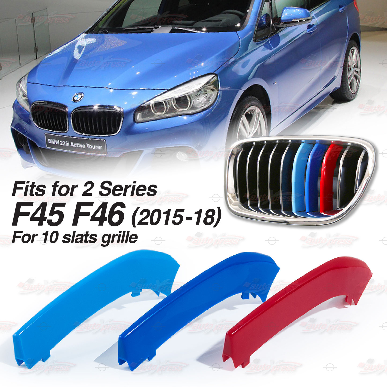 Performance 10 SLATS Kidney Grille 3 Color Covers for BMW 2 Ser F45 F46 ...