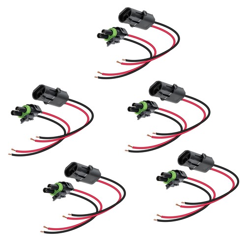 5 Pairs OLS 2-Wire Weather Pack Connector Kit Assembled with 6" 16 AWG ...