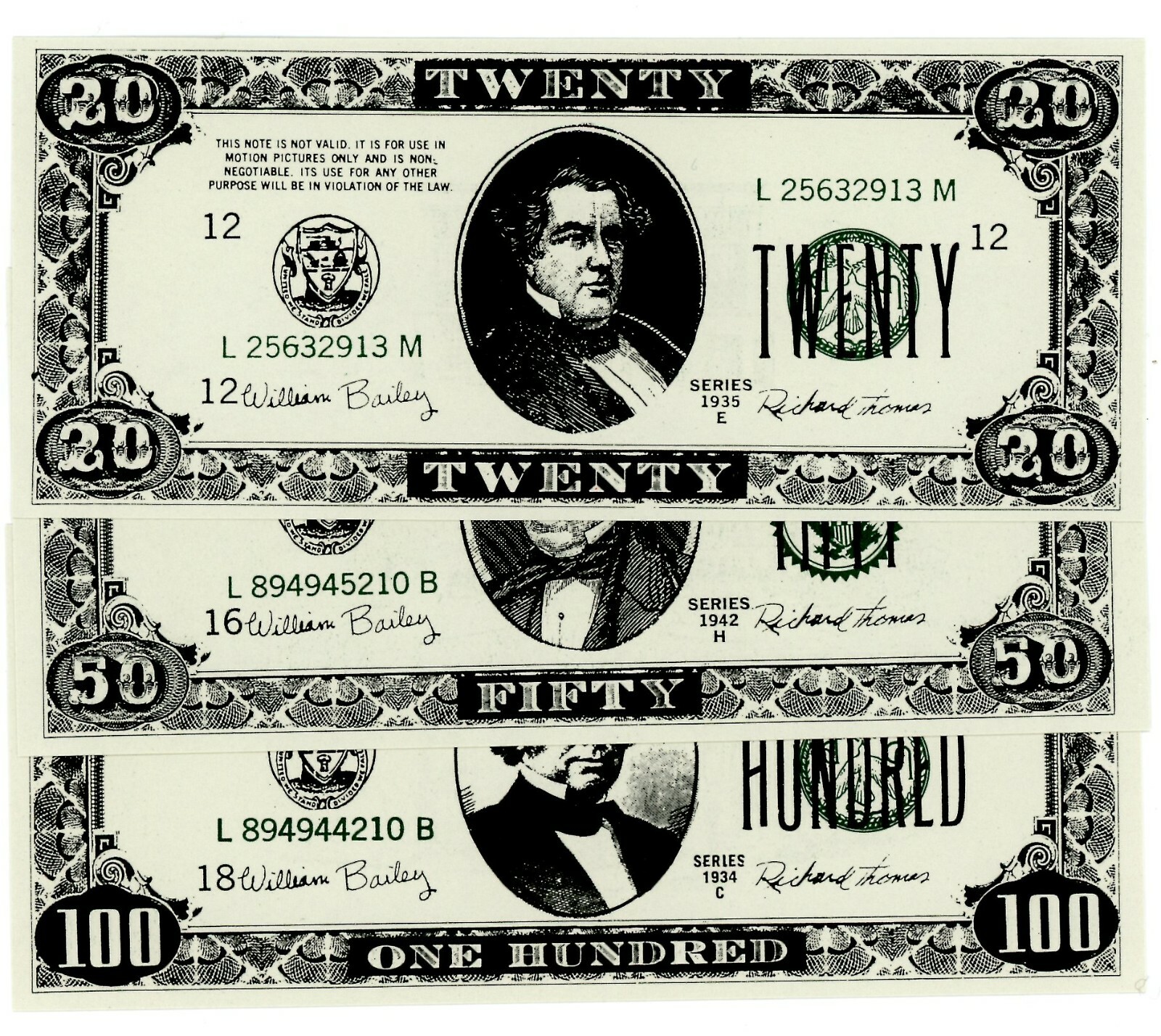 Movie Currency … 20,50,100 … ND-Motion picture Use Only ..*UNC* Set of ...