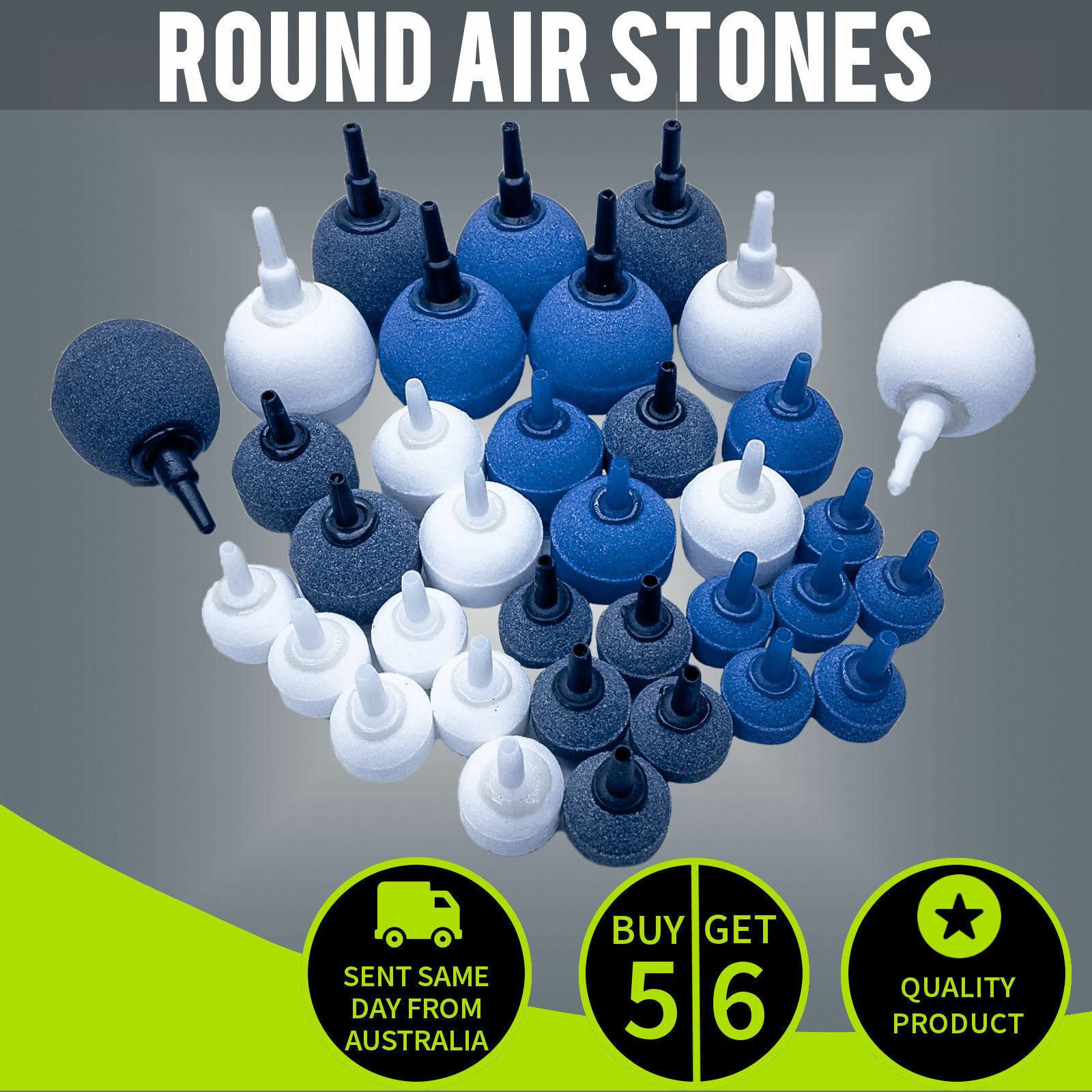Round Air Stones 4 Aquarium Fish Tank & Hydroponic Pond Pump DWC ...