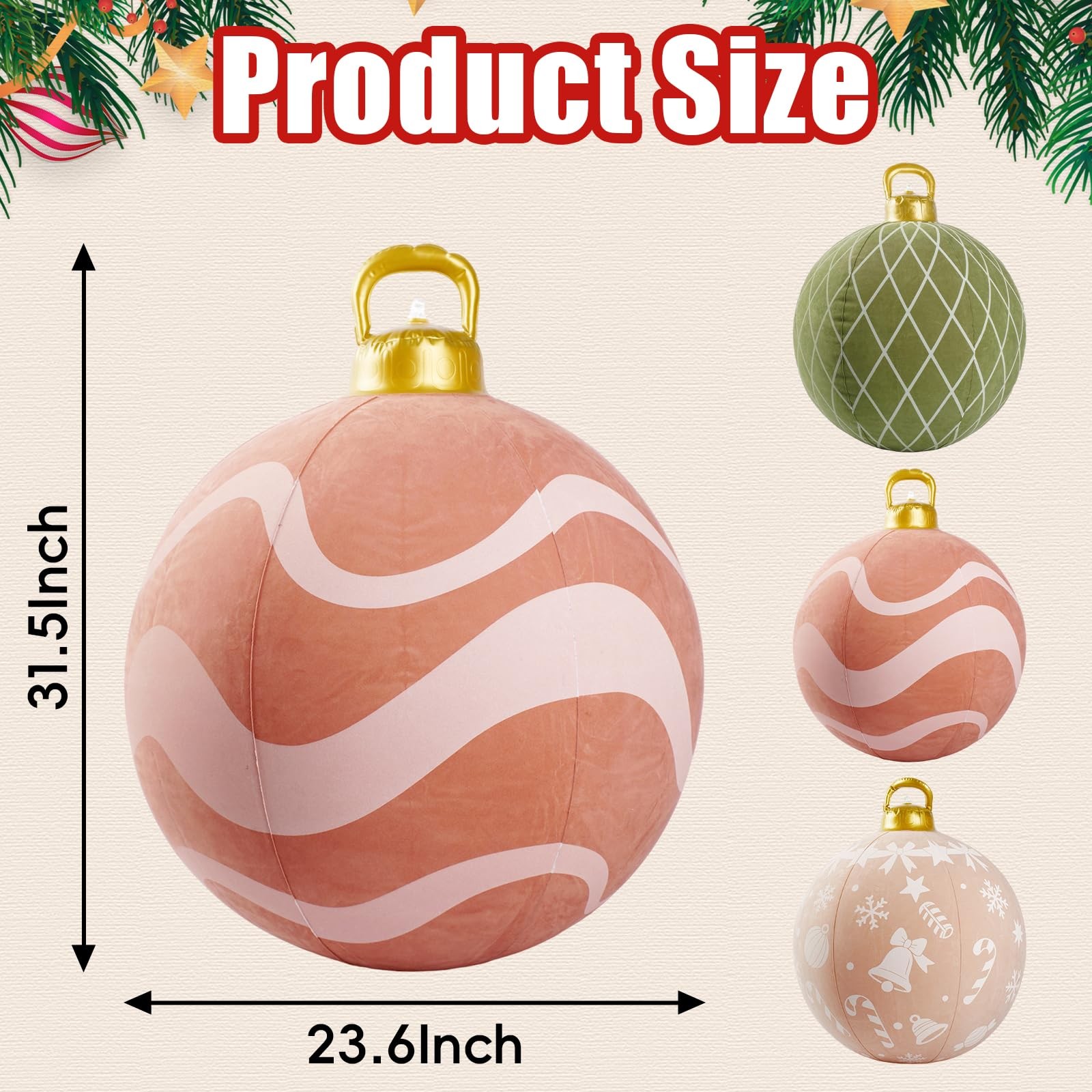 3 Pcs 32 Inch Giant Christmas Inflatable Balls: PVC Oversize Inflatable ...