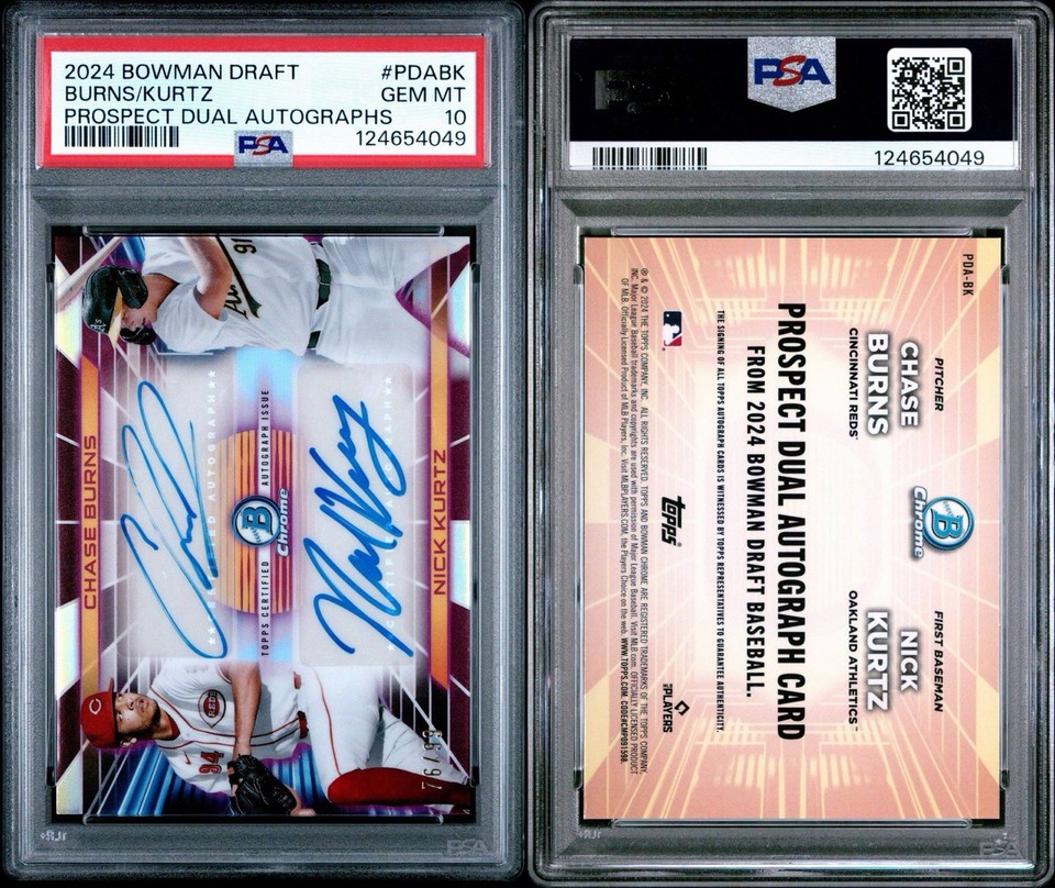2024 Bowman Draft Prospect Dual Autographs Nick Kurtz, Chase Burns #PDA ...