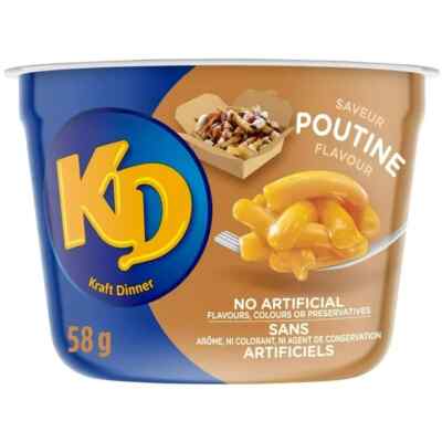 12 X KD Kraft Dinner Poutine Macaroni & Cheese Snack Cups Pasta 58g ...