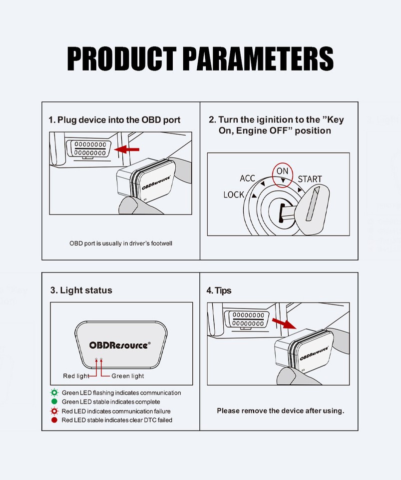 Car Code DTC Clearer Clear Turn-Off Check Engine Light OBD2 Erase Codes ...