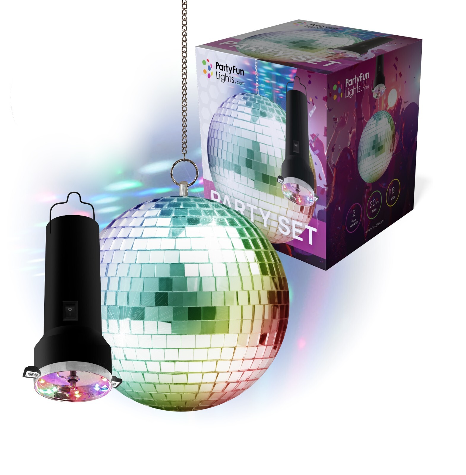 Party Fun Lights Set Diskokugel Ø20cm mit Multicolor LED Lichtprojektor ...