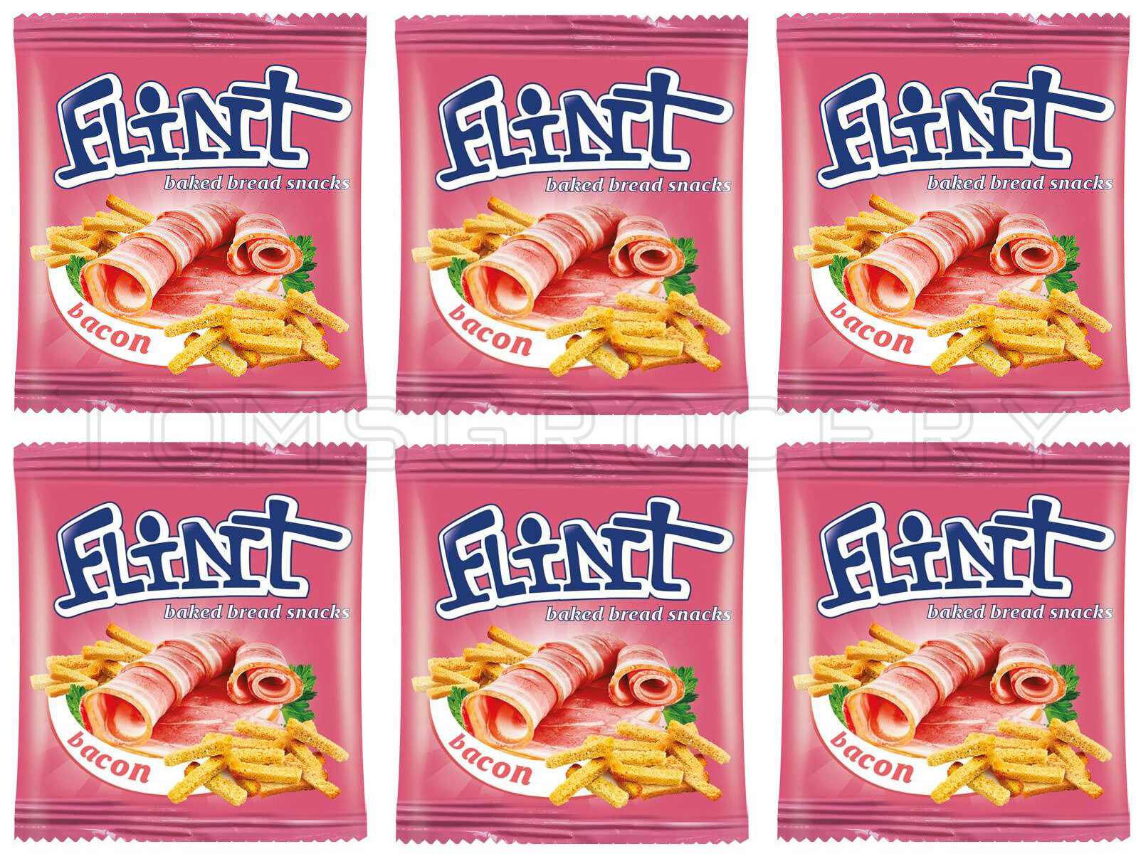 FLINT BACON Flavor Baked Bread Crisps Rusks European Snacks 6x 35g 1 ...
