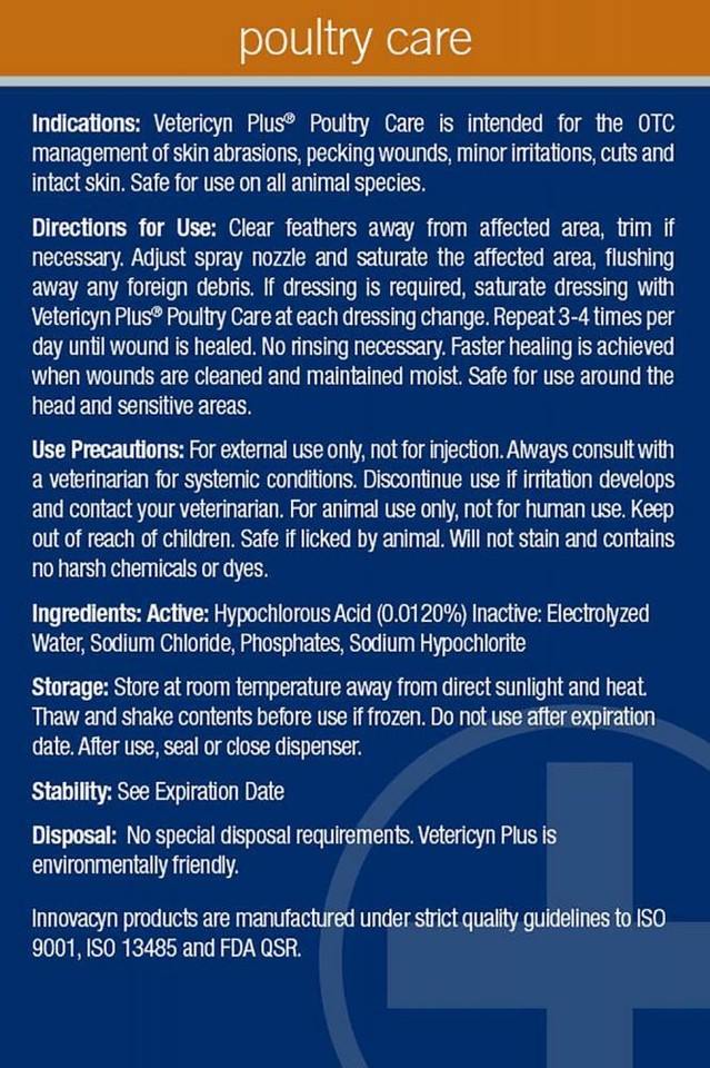 Vetericyn Plus Antimicrobial Poultry Care Spray | Wound for Chickens ...