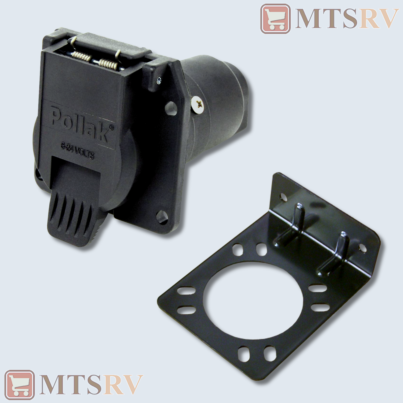 POLLAK 7-Way Vehicle Plug with Black Metal Mounting Bracket - 12-707E / 12-711U | eBay