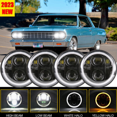 4pcs 5.75" 5-3/4" Round LED Headlights Hi/Lo for Chevy Chevelle 1964 ...