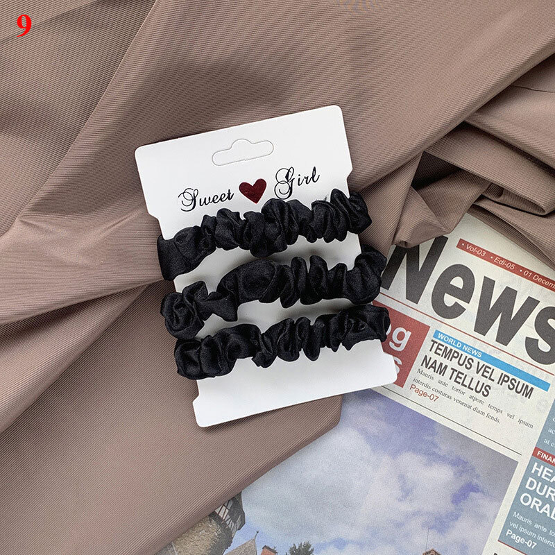 3Pcs/Set Silk Satin Small Scrunchies Ponytail Hair Ties Hair Rope ...