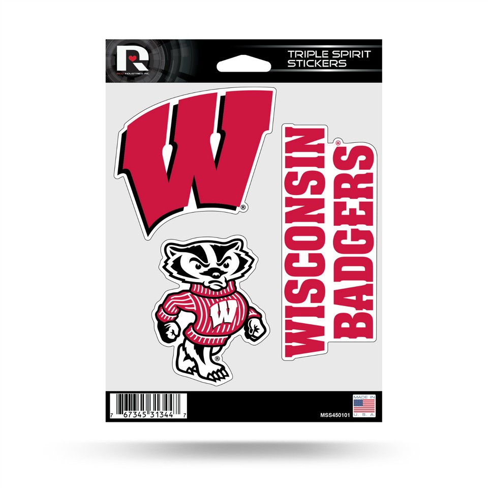 Wisconsin Badgers Set of 3 Die Cut Decals Stickers Spirit Wordmark | eBay