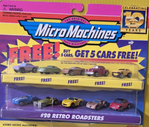 Micro Machines #65080 #20 Retro Roadsters Bonus Cars Set New Galoob ...