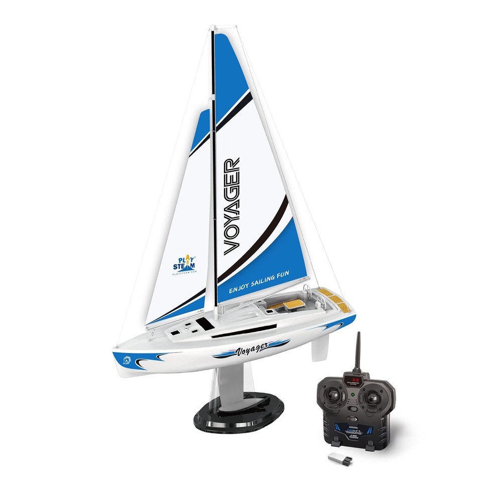 Voyager 280 RC Controlled Wind Powered Sailboat in Blue -17.5" Tall | eBay