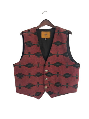 True Grit Mens Vest 5 L / XL Southwestern Azten Woven Western Cowboy ...
