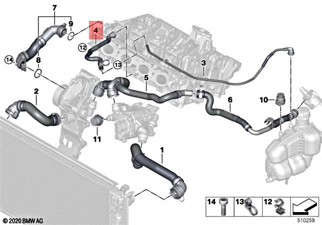 Genuine BMW Coolant Hose 17-12-8-658-484 for sale online | eBay