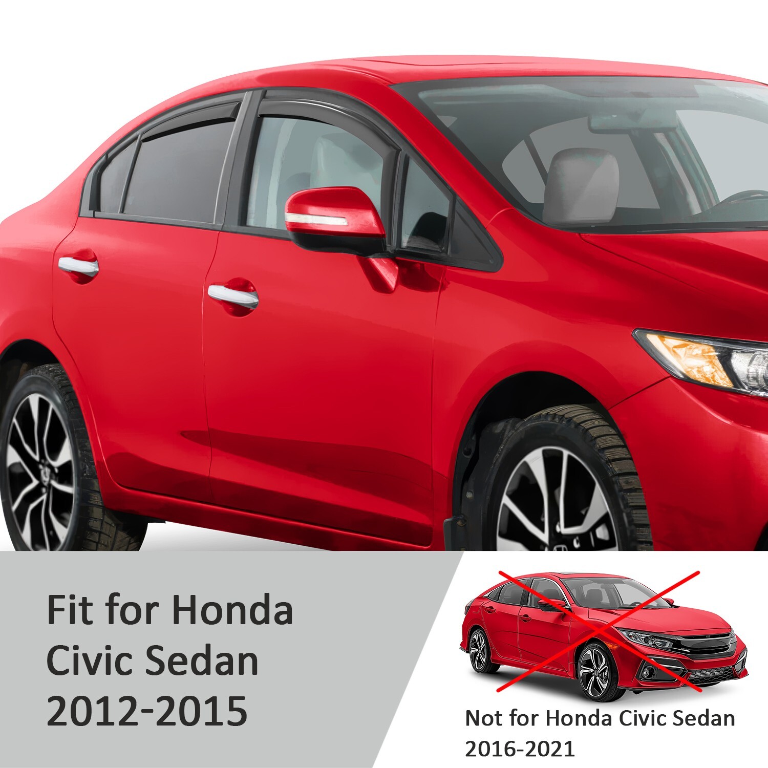 Rain Guards Vent Visors Shade for 2012-2015 Honda Civic Sedan | eBay