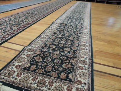 2x18 3x18 Rare Size Tabrz LONG RUNNER Rug wool & SILK Green Oriental | eBay