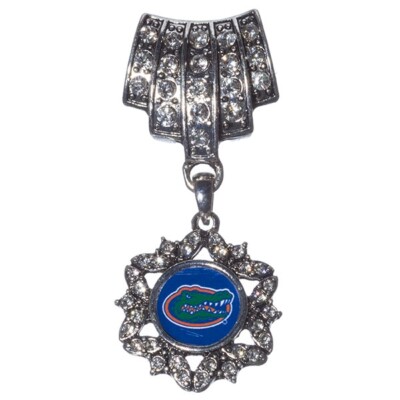 FLORIDA GATORS PENDANT Scarf Chain Rhinestone Silver Necklace Jewelry ...