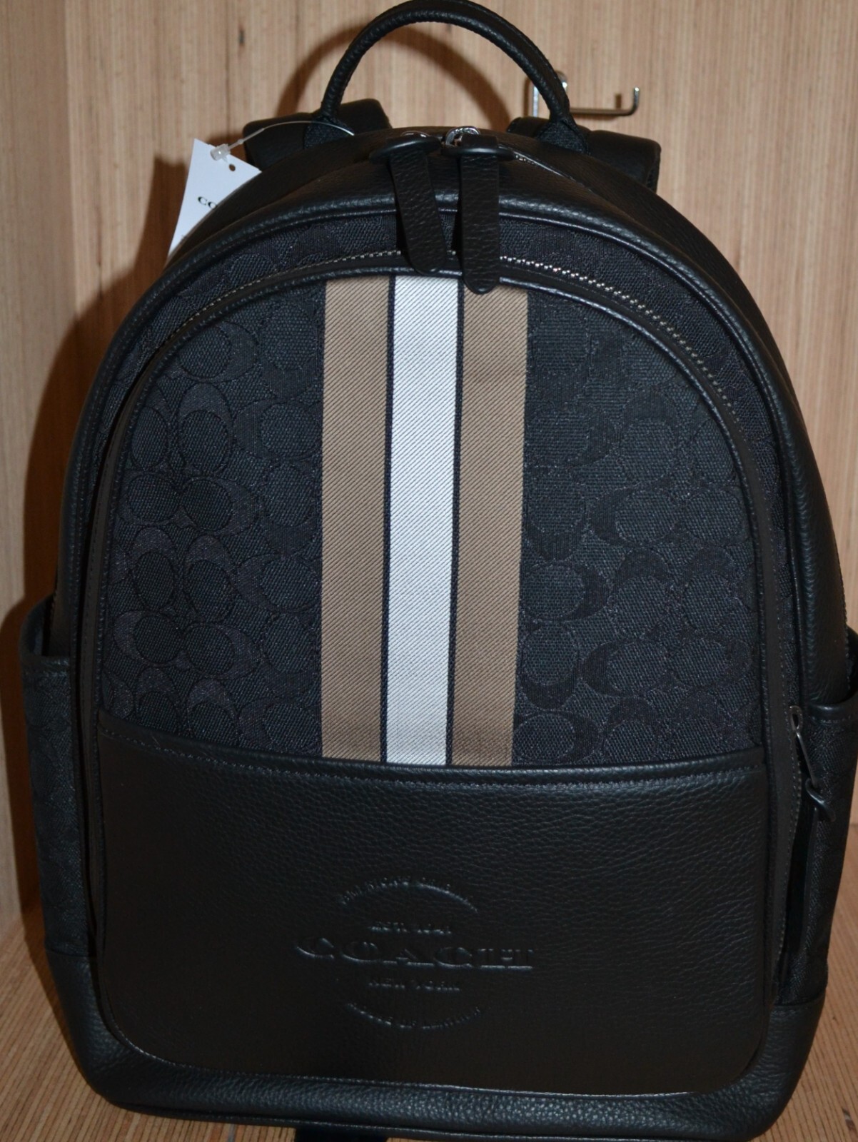 Coach Thompson Backpack In Signature Jacquard Varsity Stripe Black. for ...