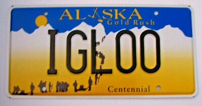 ALASKA VANITY LICENSE PLATE " IGLOO " ICE SNOW HOUSE ESKIMO ESKIMOS DOG ...