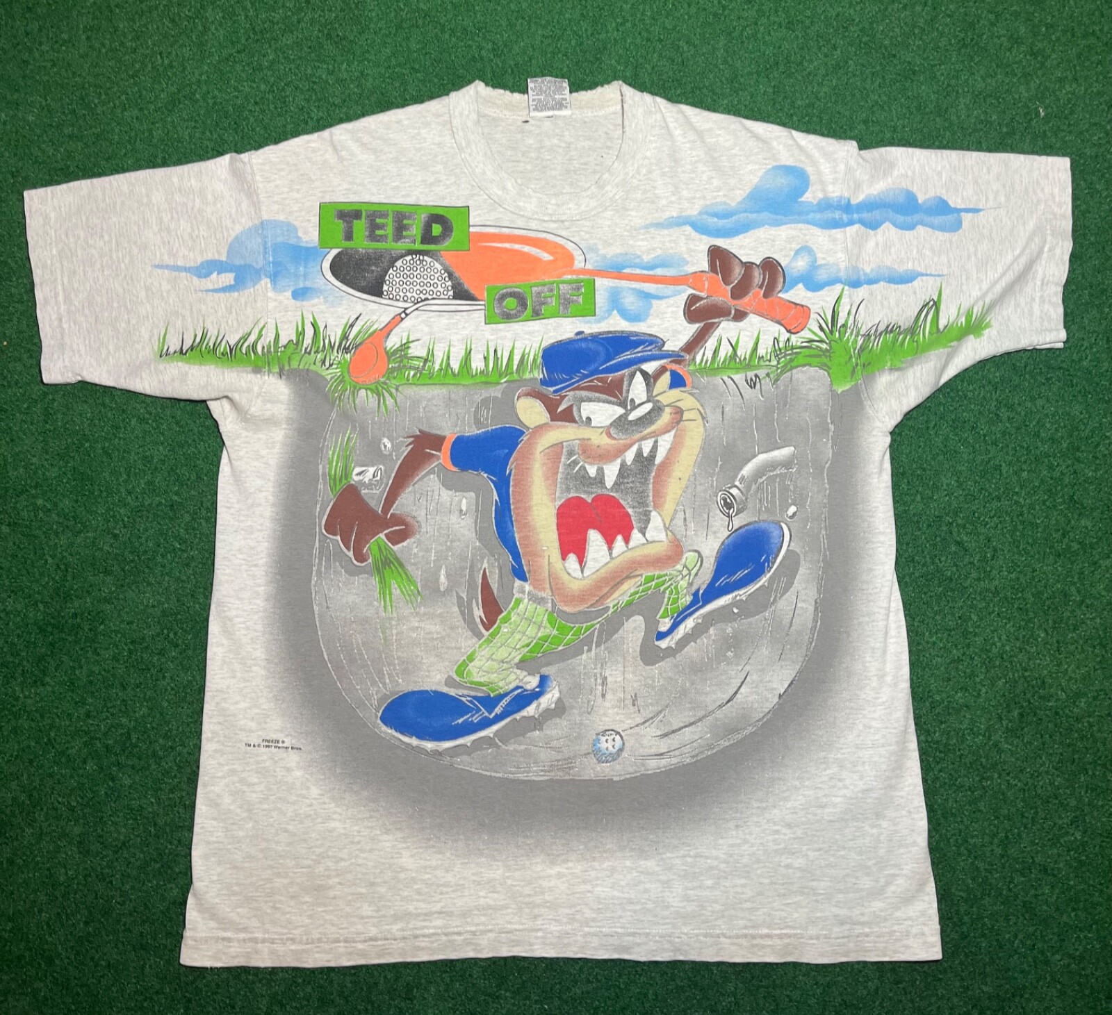 Taz Teed Off Vintage All Over Print Looney Tunes Mens… - Gem
