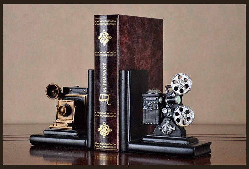 Shelf Book Ends Camera Movie Projector Bookends Heavy Vintage Storage ...