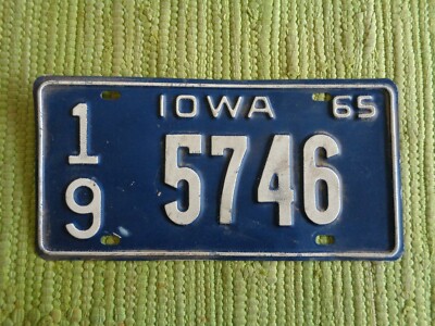 1965 Iowa License Plate IA 65 Tag 19 5746 | eBay