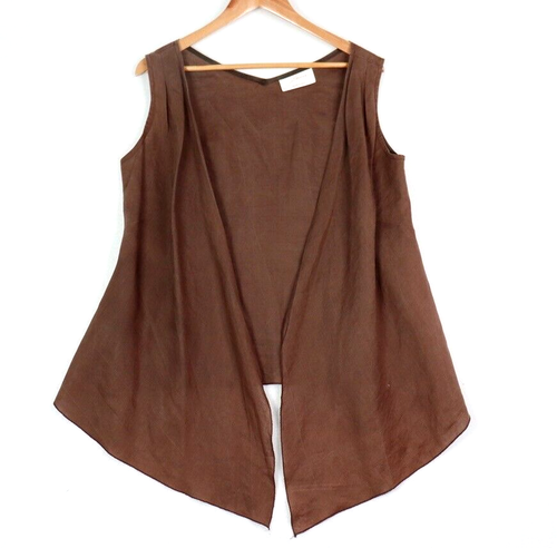 Louise Italy Womens Vest Size L fit 8 10 12 Brown Bamboo Open Front ...
