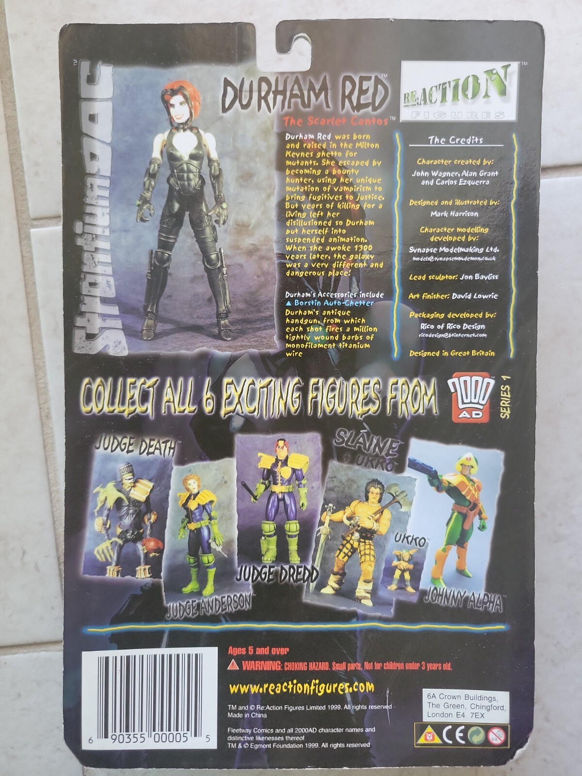 Durham Red 2000 AD Toy 1999 Re Action Figures Vampire MOC Judge Dredd ...