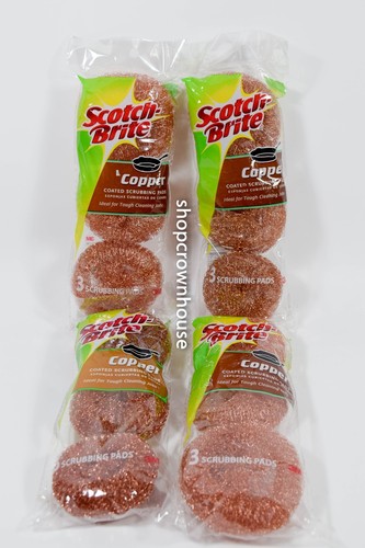 4 Scotch Brite Copper Coated Scrubbing Pads Touch Cleaning Jobs 3 packs ...