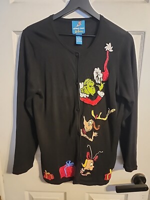 Michael Simon x Dr Seuss Grinch Womens Small Christmas Sweater Cardigan ...