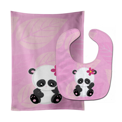 Hey Ya'll Panda Baby Bib & Burp Cloth BB6799STBU | eBay
