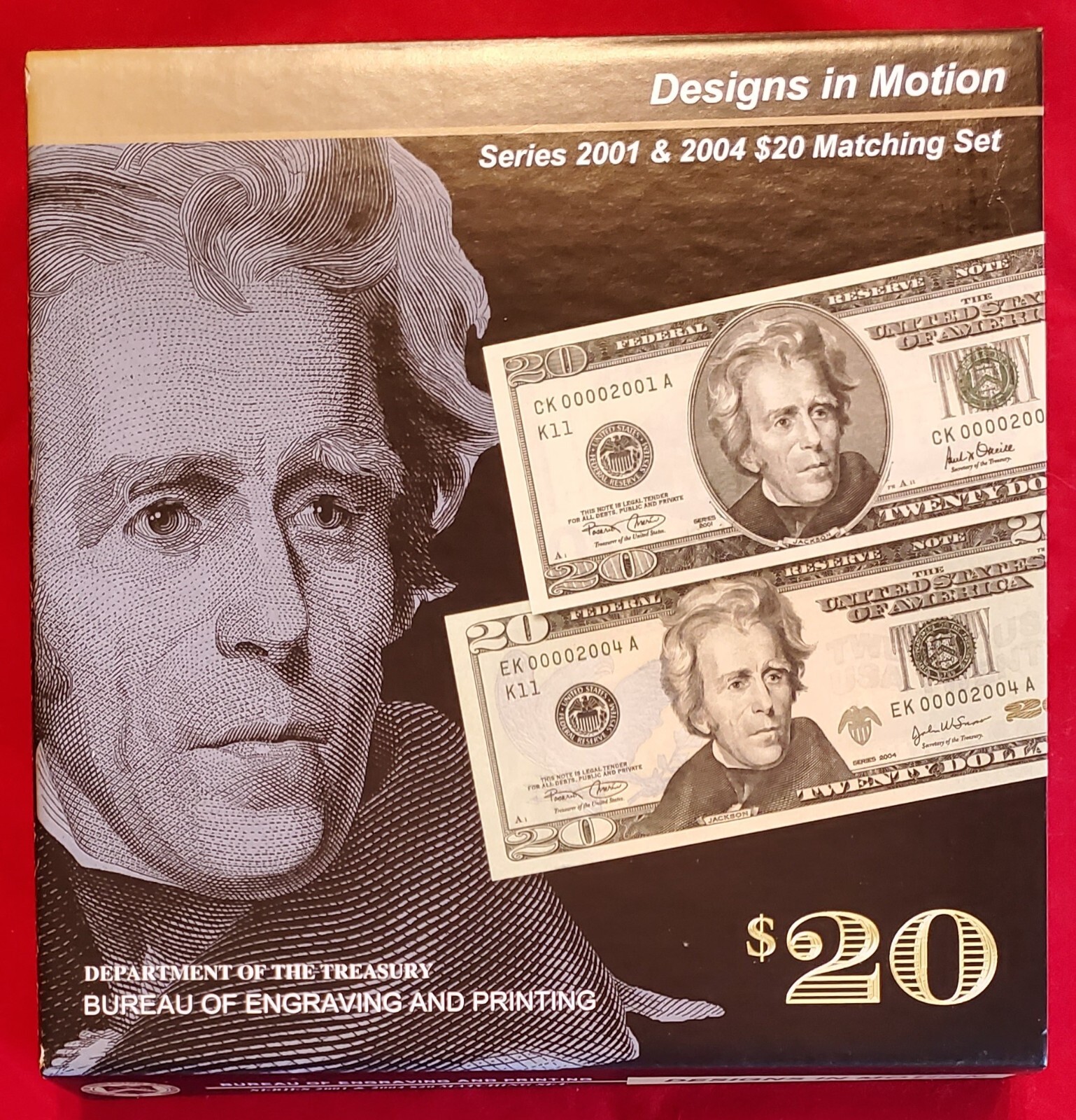BEP $20 Designs in Motion Currency Set Serial #6958 in OGP W/COA (B1621 ...