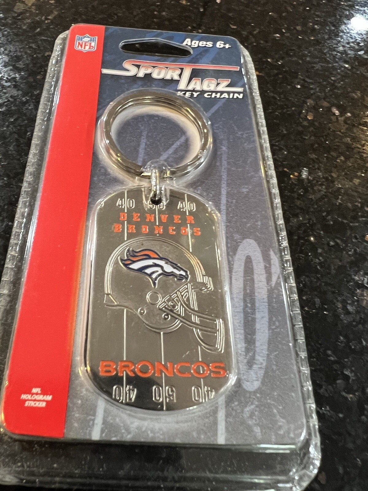 Denver Broncos Thick Metal NFL team logo dogtag keyring keychain foco ...