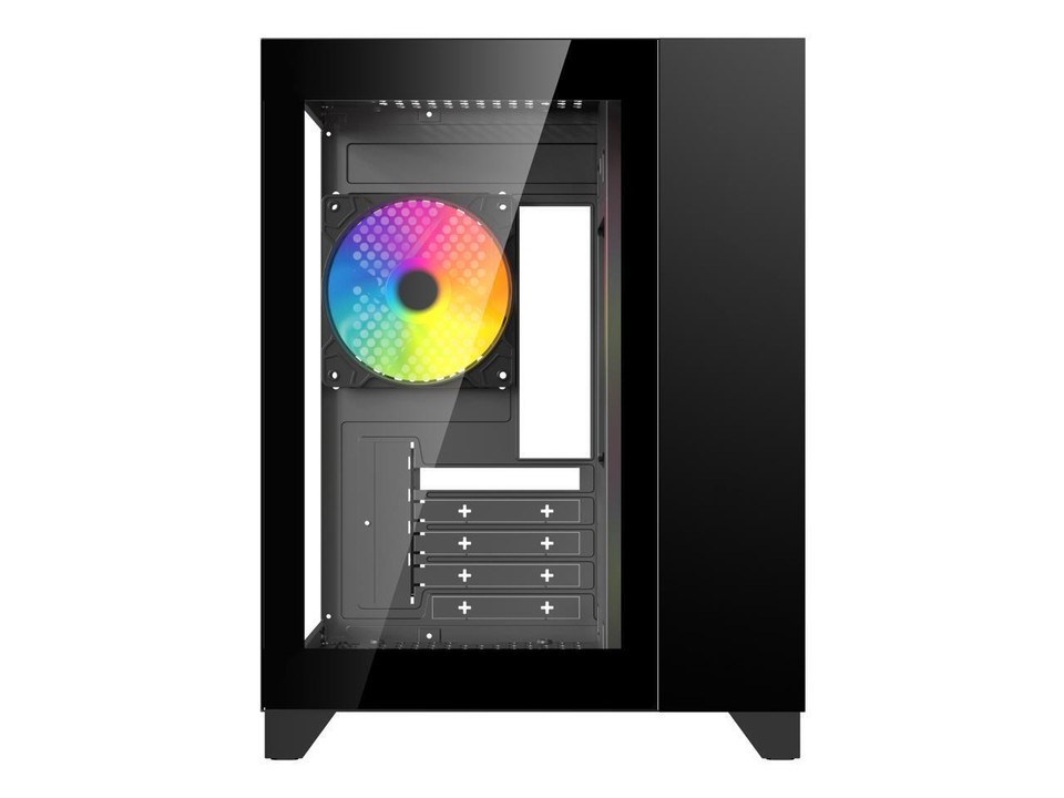 DIYPC ARGB-Q3.v2 Black Tempered Glass Micro ATX Gaming Computer PC Case ...