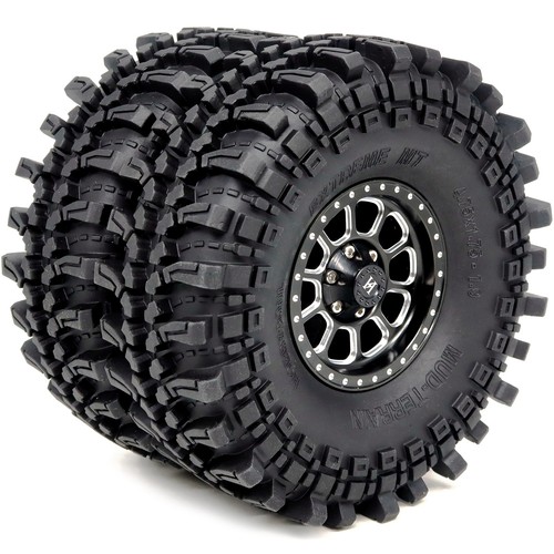 2x RC 1.9 Tires Tyres 121mm & 1.9 Beadlock Wheels Rim For 1/10 Mud ...