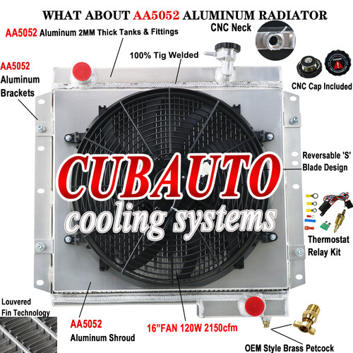 4 Row Aluminum Radiator Shroud Fan For Toyota Land Cruiser FJ40 FJ45 MT ...