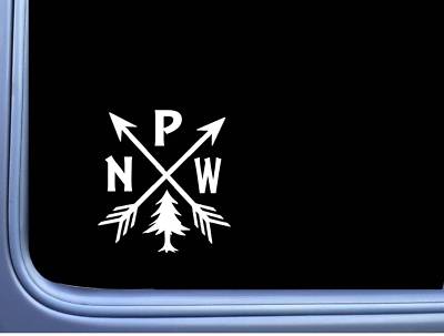 Pacific Northwest PNW Hiking Vinyl M114 6 Inch Sticker Decal camping ...