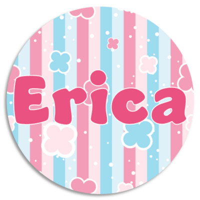 Erica - 3 Pack Circle Stickers 3 Inch - Name Tag Water Bottle School ...