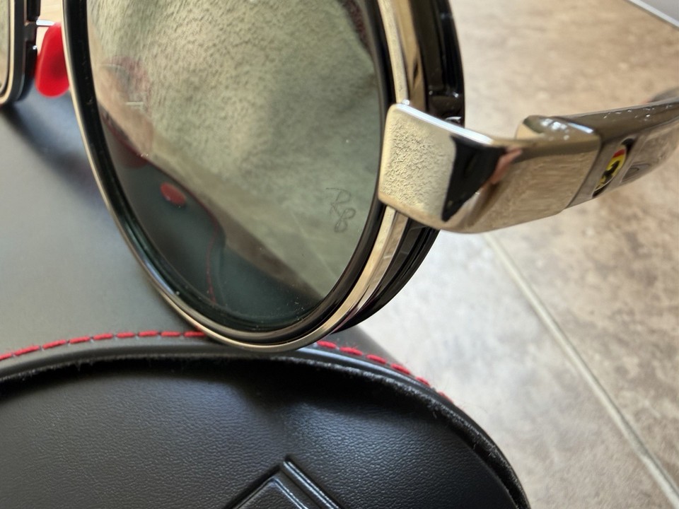 Ray-Ban Scuderia Ferrari Sunglasses Silver/Red Frame Green Lens RB3703M ...
