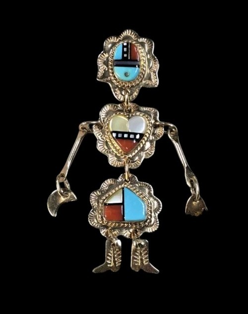 14K Gold Navajo OSCAR ALEXIUS Native American Inlay K… - Gem