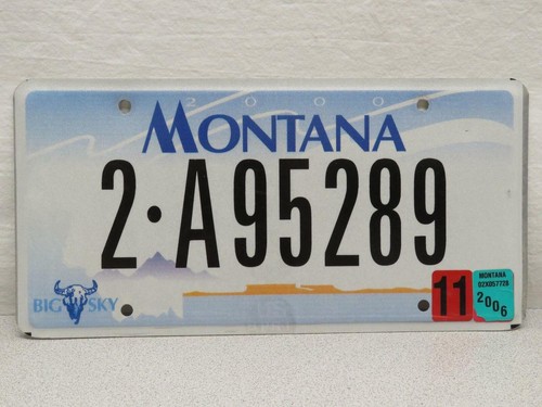 Single Montana License Plate 2-A95289 Flat 2000 Base 06 Sticker Cascade ...